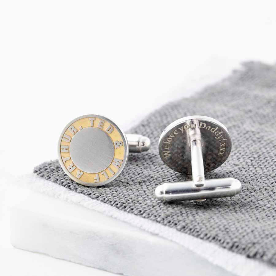 Personalised 24ct Gold And Silver Names Cufflinks