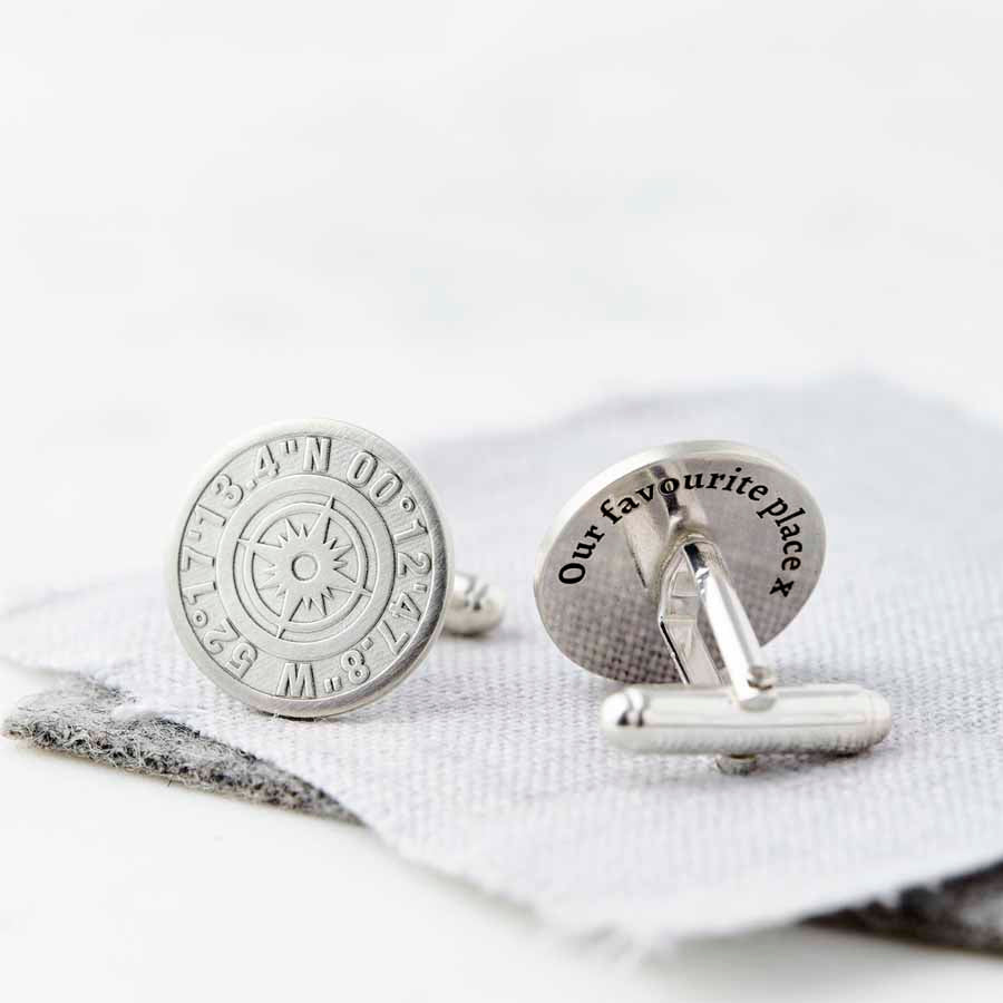 Personalised Coordinate Cufflinks With Secret Message