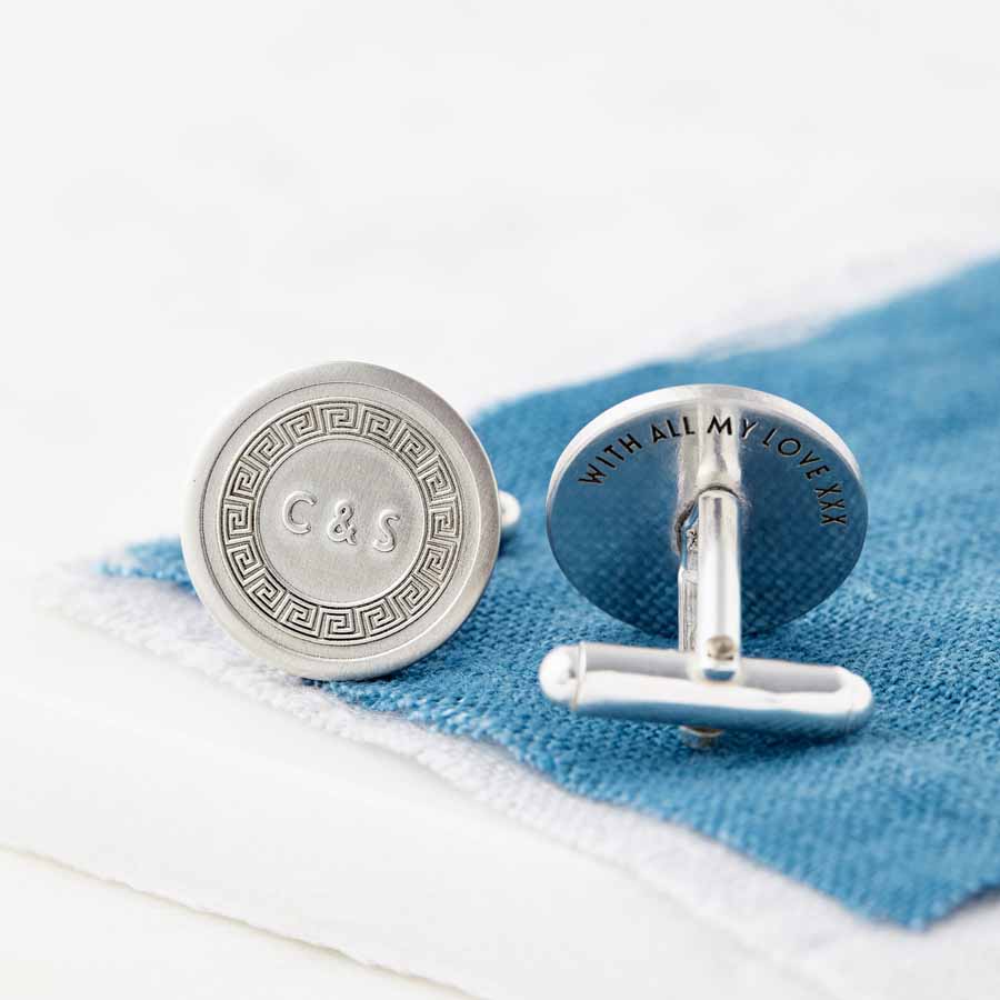 Personalised Sterling Silver Secret Message Initial Cufflinks